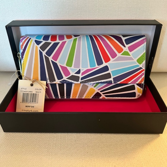 Trina Turk | Bags | Trina Turk Multicolor Zip Wallet With 6 Card Slots ...